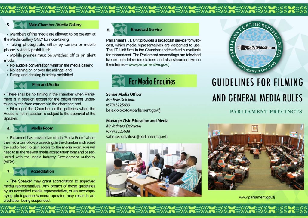 Guidelines-For-Filming - Parliament of the Republic of Fiji
